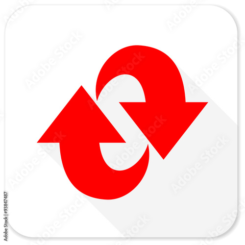 "rotation red flat icon with long shadow on white background" Stock ...