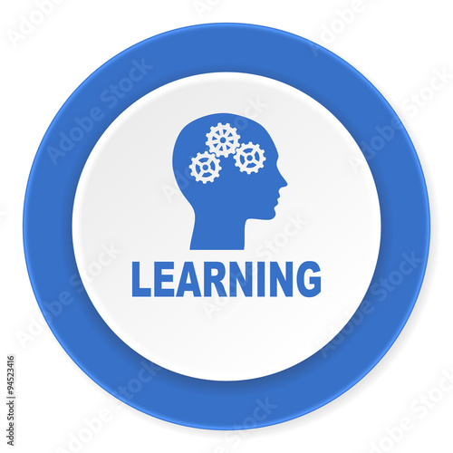 "learning blue circle 3d modern design flat icon on white background ...