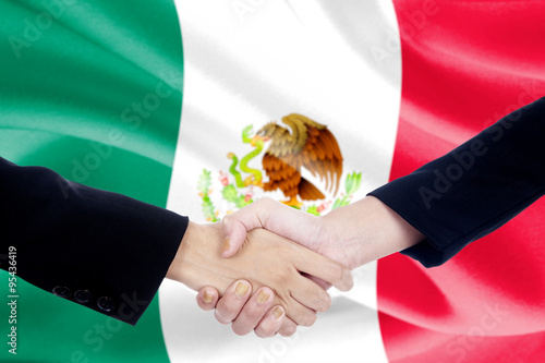 "Handshake with flag of Mexico flag" Stock photo and royalty-free ...