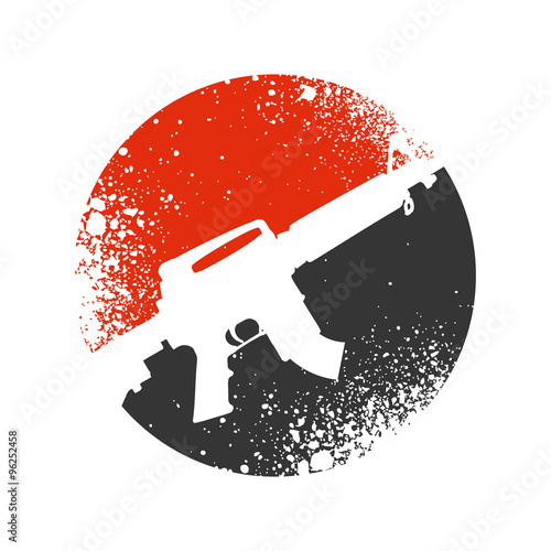 "Distressed Rifle Gun Circle Two Color Logo Template" Stock image and ...