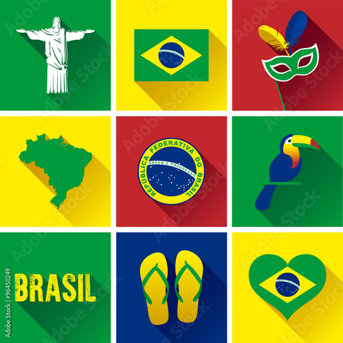 "Brazil Flat Icon Set. Set of vector graphic flat icons representing ...