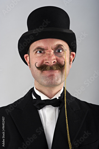 "Charicature portrait of man in top hat and monocle" Stock photo and ...