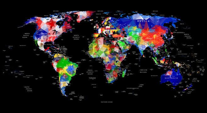 World Maps With Countries Names And Cities