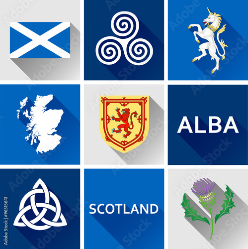 "Scotland Flat Icon Set Set of vector graphic flat icons representing ...