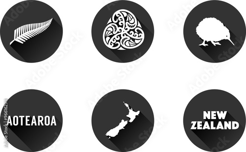 "New Zealand Flat Icon Set Set of vector graphic flat icons ...
