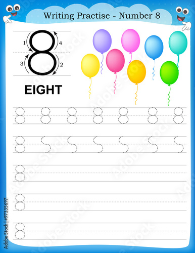 Write The Number 8 - Worksheet24