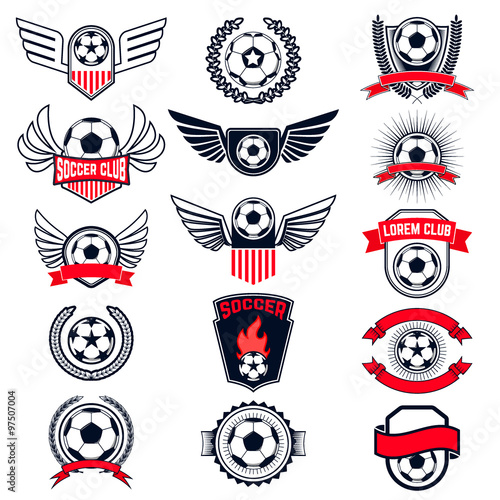"football emblems set." Stock image and royalty-free vector files on ...