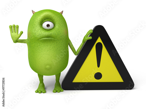 "Little monster and a warning sign" Stock photo and royalty-free images ...