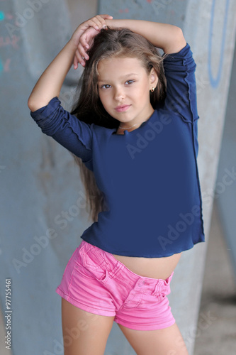 "portrait of little girl outdoors in summer" Stock photo and royalty ...
