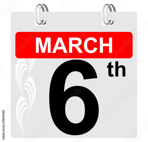 "6th march calendar with ornament" Stock image and royalty-free vector ...