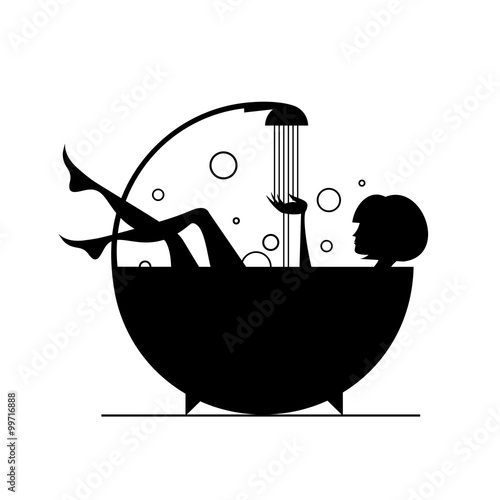 Vector Illustration Girls In The Bath Stock Image And Royalty Free
