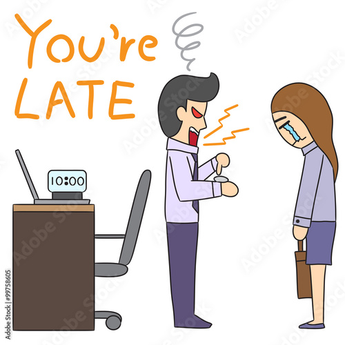 "vector cartoon character woman late" Stock image and royalty-free ...