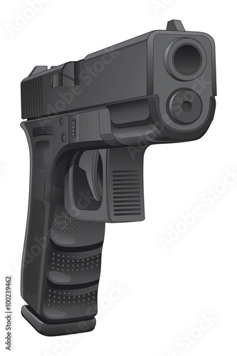 "Gun Pointing At You is a detailed illustration of a semi automatic ...