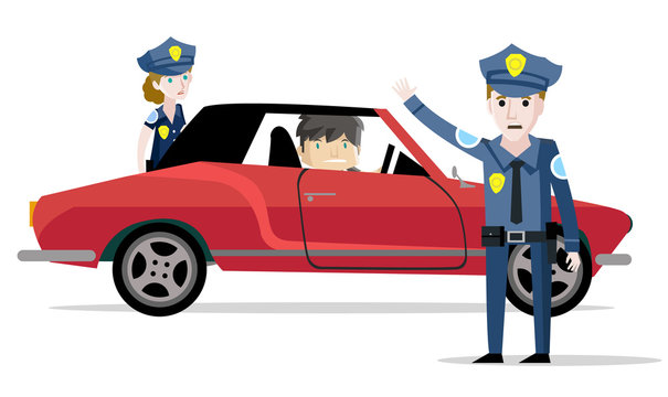 Police Searching Car Cartoon