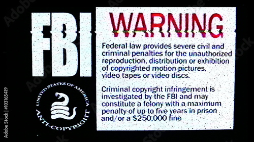 "FBI Warning Vintage Videotape. FBI Warning home video. Classic VHS ...