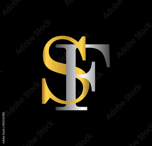 "SF initial letter with gold and silver" Stock image and royalty-free ...