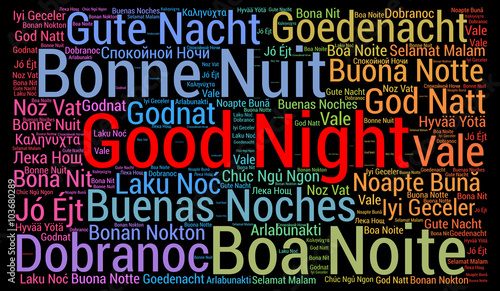 "Good night word cloud in different languages" Stock photo and royalty ...