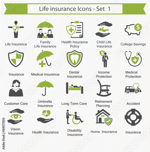 "Life Insurance Icons - Set 1" Stock image and royalty-free vector ...