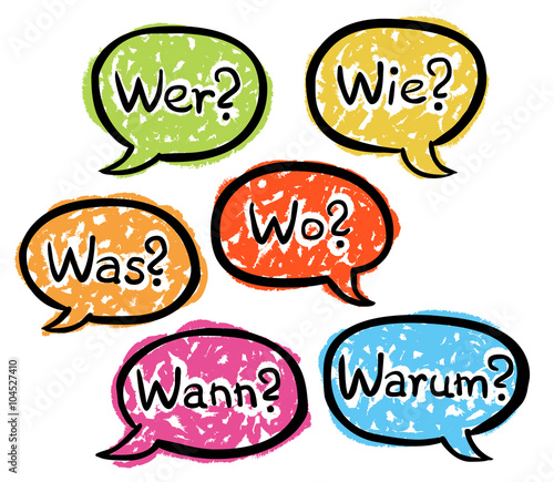 "Set Sprechblasen: Wer? Wie? Was? Wo? Wann? Warum? / Vektor ...