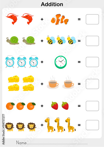 "Addition number - Worksheet for education" Stock image and royalty ...