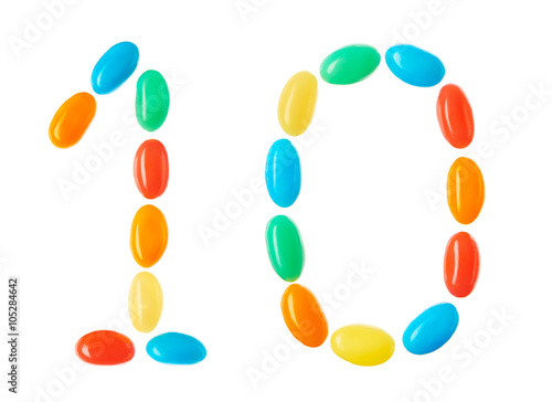 "10 number made of multicolored candies isolated on white" Stock photo ...