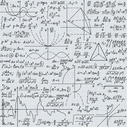 "Scientific vector endless texture with mathematical handwritten ...
