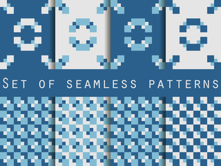 Sewing fabric with Set seamless patterns with squares. The pattern for ...