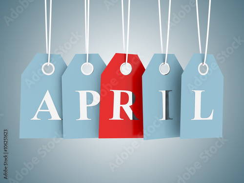 "April tag on hanging labels" Stock photo and royalty-free images on ...