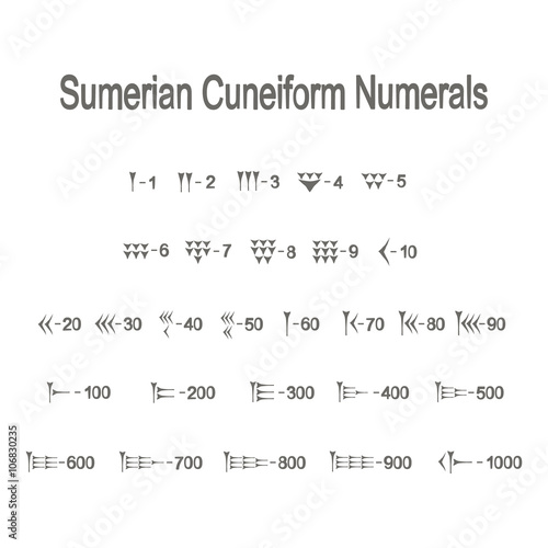 "Set of monochrome icons with sumerian cuneiform numerals for your ...