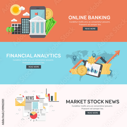 Flat Design Concept Of Business Big Data Analysis Financial Analytics