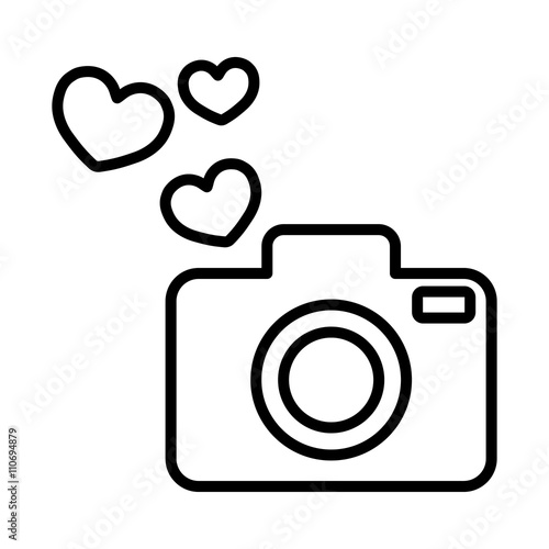 "camera photography with hearts thin line icon" Stock image and royalty ...