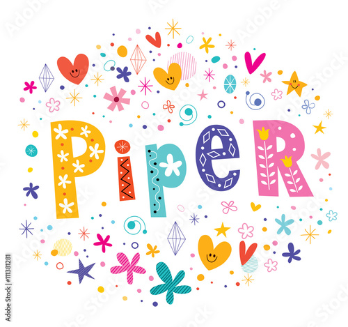 "Piper girls name decorative lettering type design" 스톡 이미지, 로열티프리 벡터 파일 ...