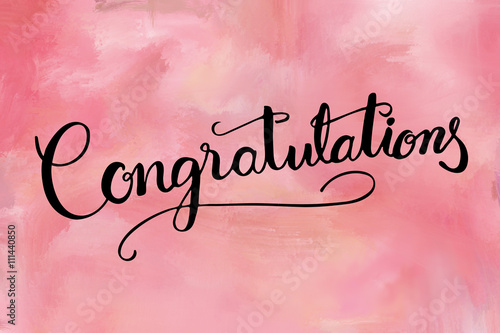 "Congratulations hand lettering text on pink painted background" Stock ...