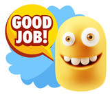 "3d Rendering Smile Character Emoticon Expression saying Good Job ...