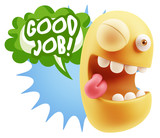 "3d Rendering Smile Character Emoticon Expression saying Good Job ...