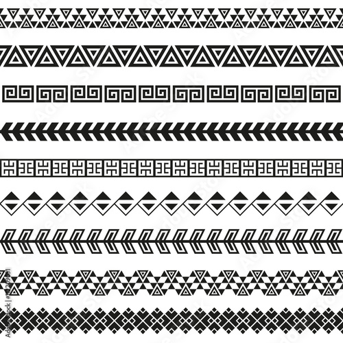 "Seamless vector tribal borders. Tribal vintage ethnic seamless ...