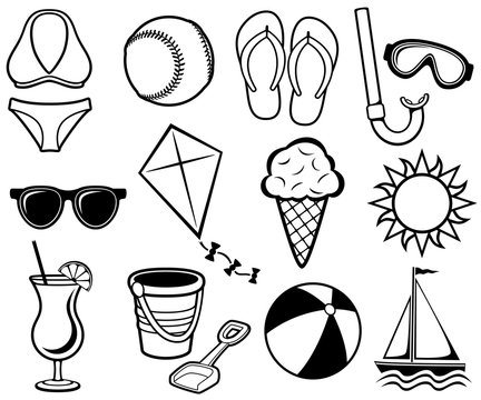 Summer Season Clip Art Black And White
