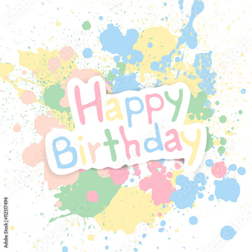 "Vector Illustration of a Happy Birthday Greeting Card with Pastel ...