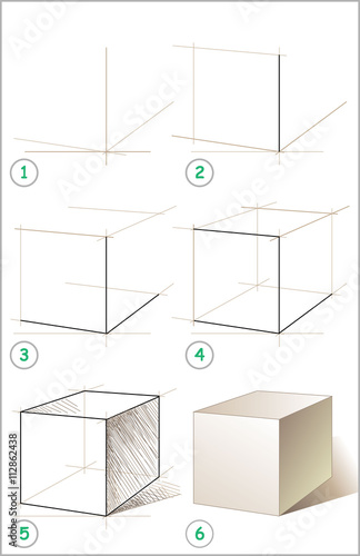 "Page shows how to learn step by step to draw cube. Vector image ...