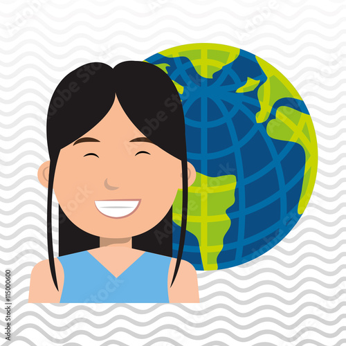 "avatar with planet earth isolated icon design, vector illustration ...