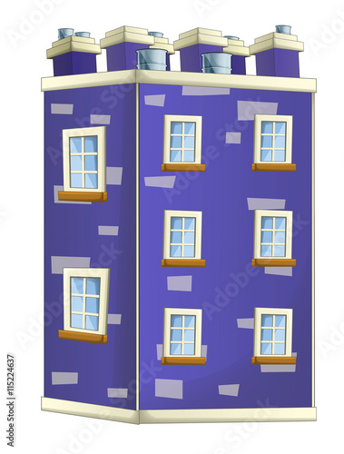 "Cartoon illustration of house - block of flats - isolated ...