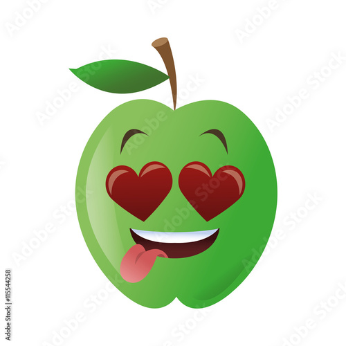 "flat design heart eyes apple cartoon icon vector illustration" Stock ...