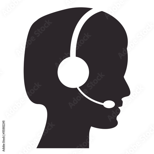 "flat design male person with headset icon vector illustration" Stock ...