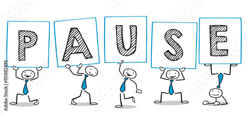 "Cartoon Leute halten Pause Schilder" Stockfotos und lizenzfreie Bilder ...