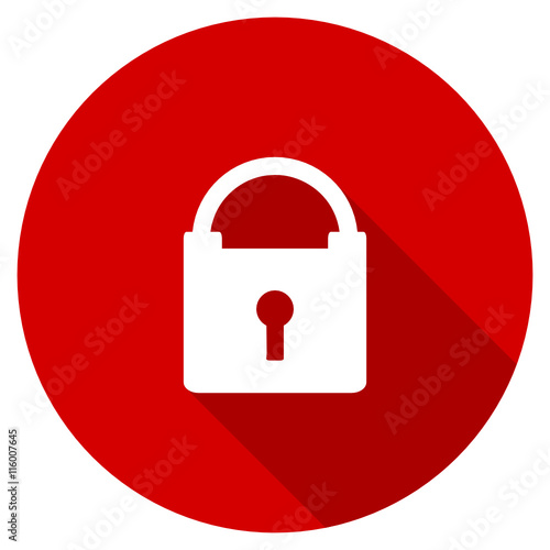 "Flat design red round security vector icon" Stock image and royalty ...