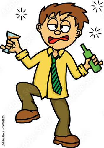 "Drunk Man Cartoon Illustration Isolated on White" Stock image and ...