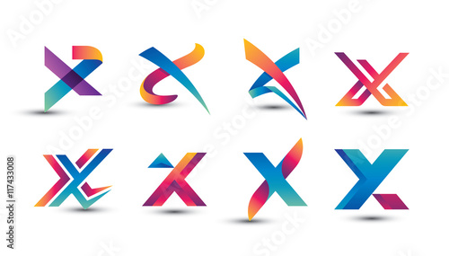 "Abstract Colorful X Logo - Set of Letter X Logo" Stock image and ...