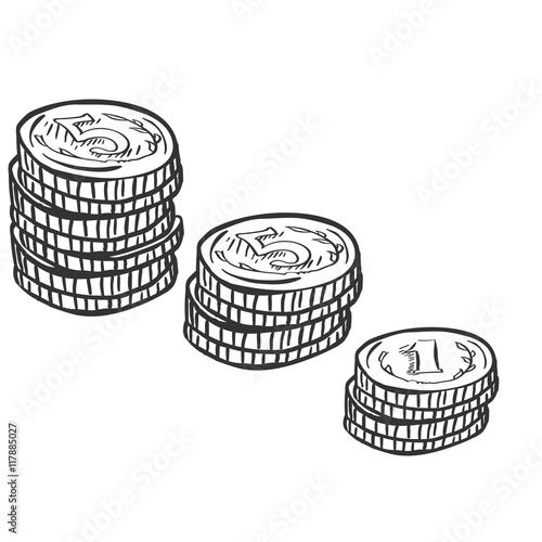 "Vector Set of Sketch Coins Stacks" Stock image and royalty-free vector ...