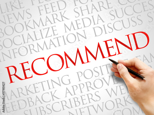 "Recommend word cloud collage, business concept background" Stock photo ...