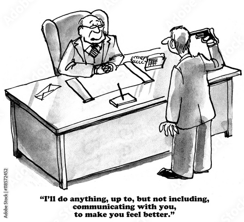 "Business cartoon about poor communication skills." Stock photo and ...